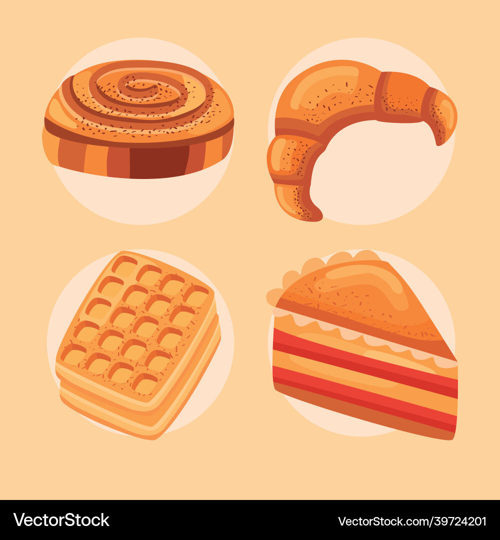 Four sweet pastry icons Royalty Free Vector Image