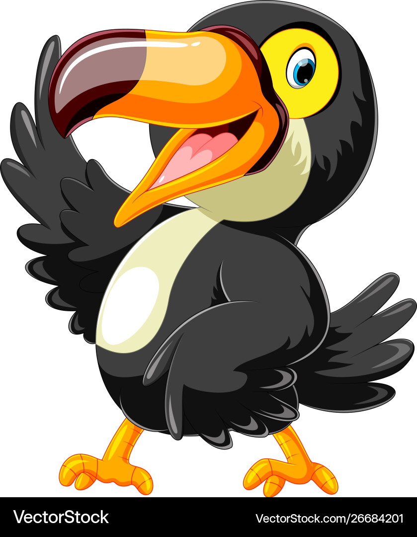 Happy toucan cartoon with presentation Royalty Free Vector