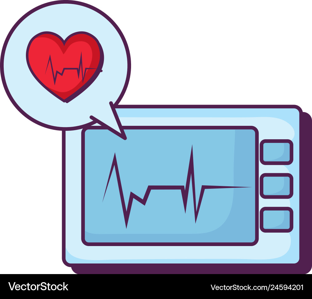 Heart cardiology with ekg machine Royalty Free Vector Image