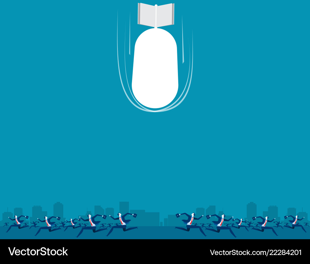 People running from large bomb concept business Vector Image
