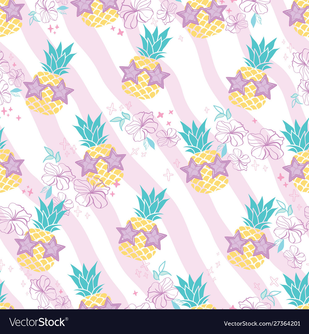 Pineapple glasses pattern fruit Royalty Free Vector Image