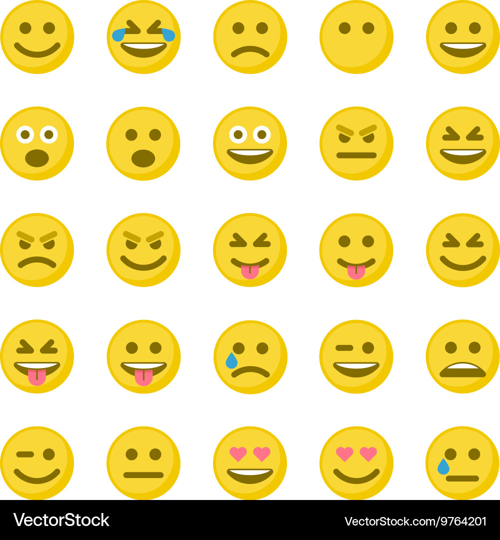 Set of yellow smileys Royalty Free Vector Image