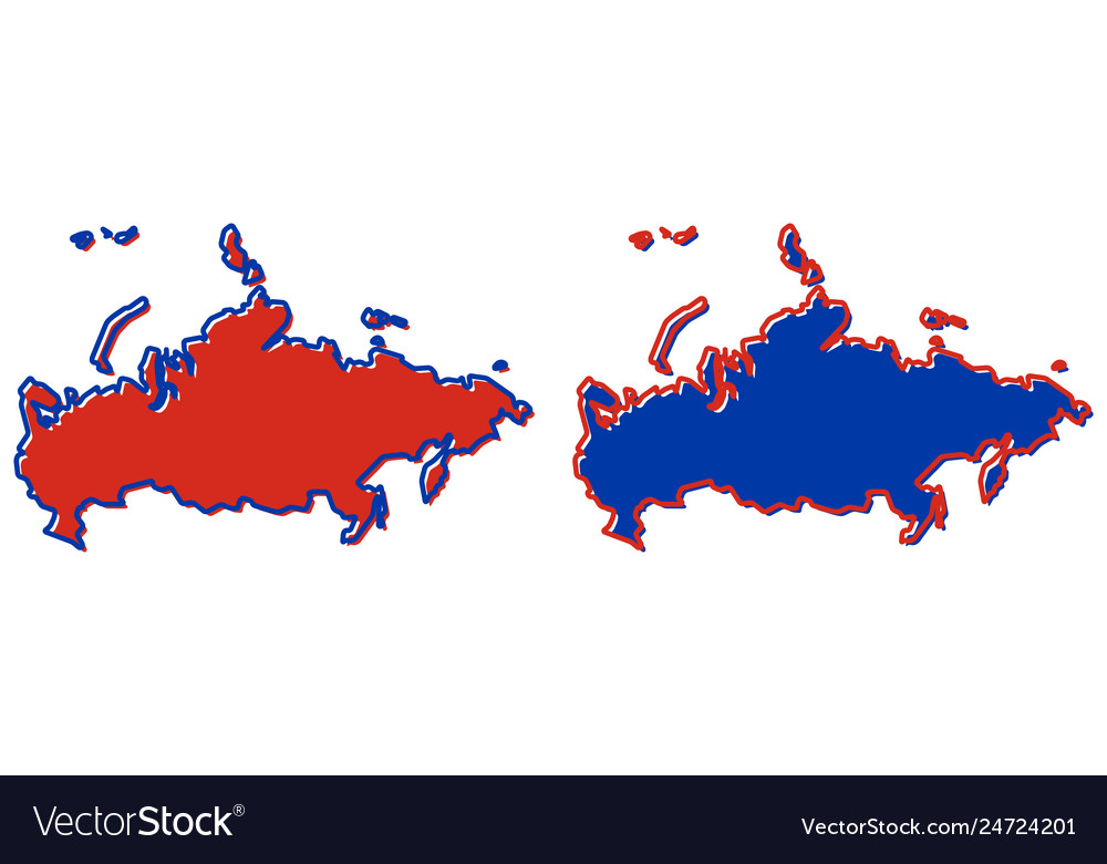 Simplified map of russia outline fill and stroke Vector Image