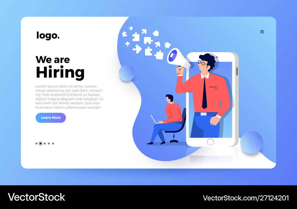 Website mockup we are hiring Royalty Free Vector Image