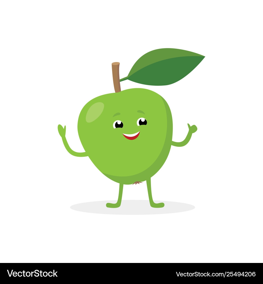 Apple cartoon character isolated on white Vector Image