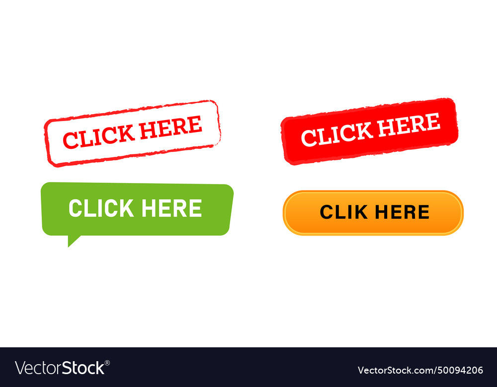 Click here button rectangle shape push for apply Vector Image