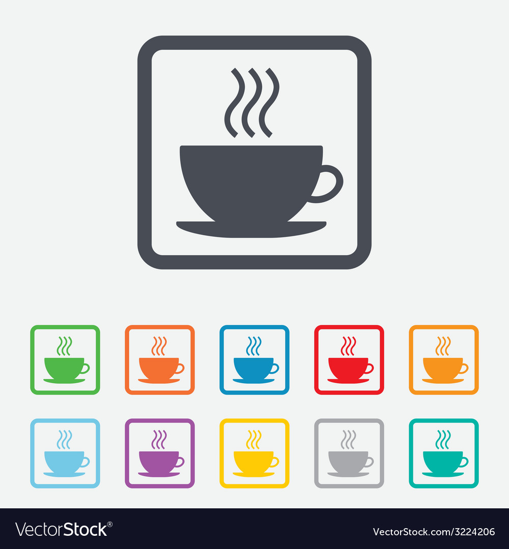 Coffee cup sign icon hot button Royalty Free Vector Image