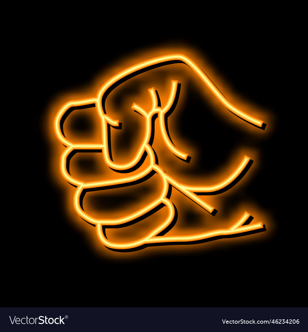 Fist hand gesture neon glow icon Royalty Free Vector Image