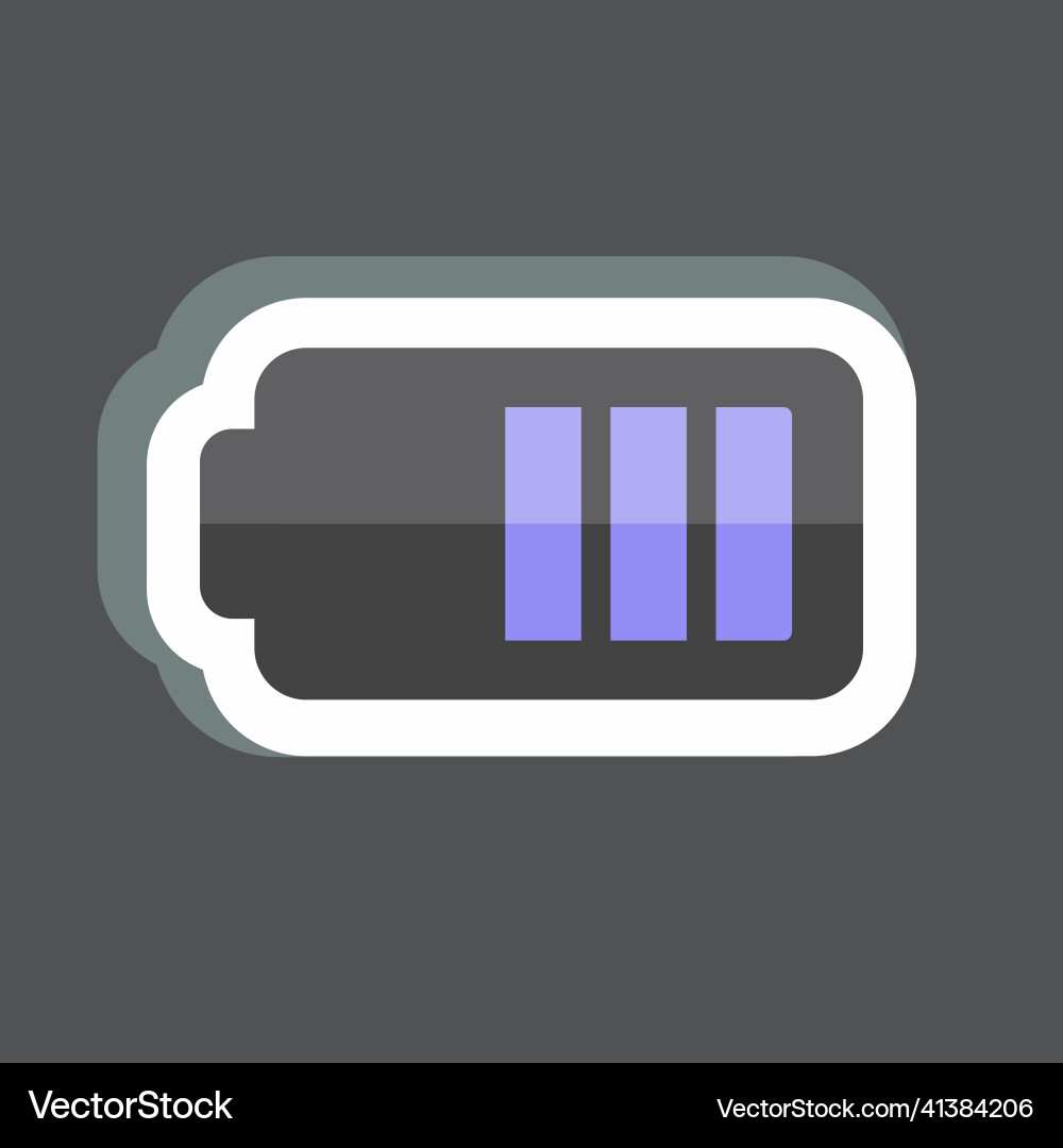 Half battery sticker in trendy isolated on black Vector Image