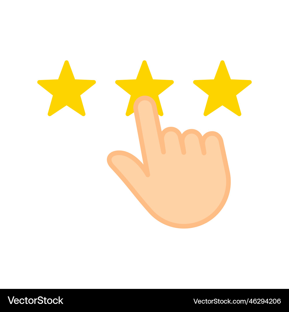 Hand tapping over stars icon service rating Vector Image