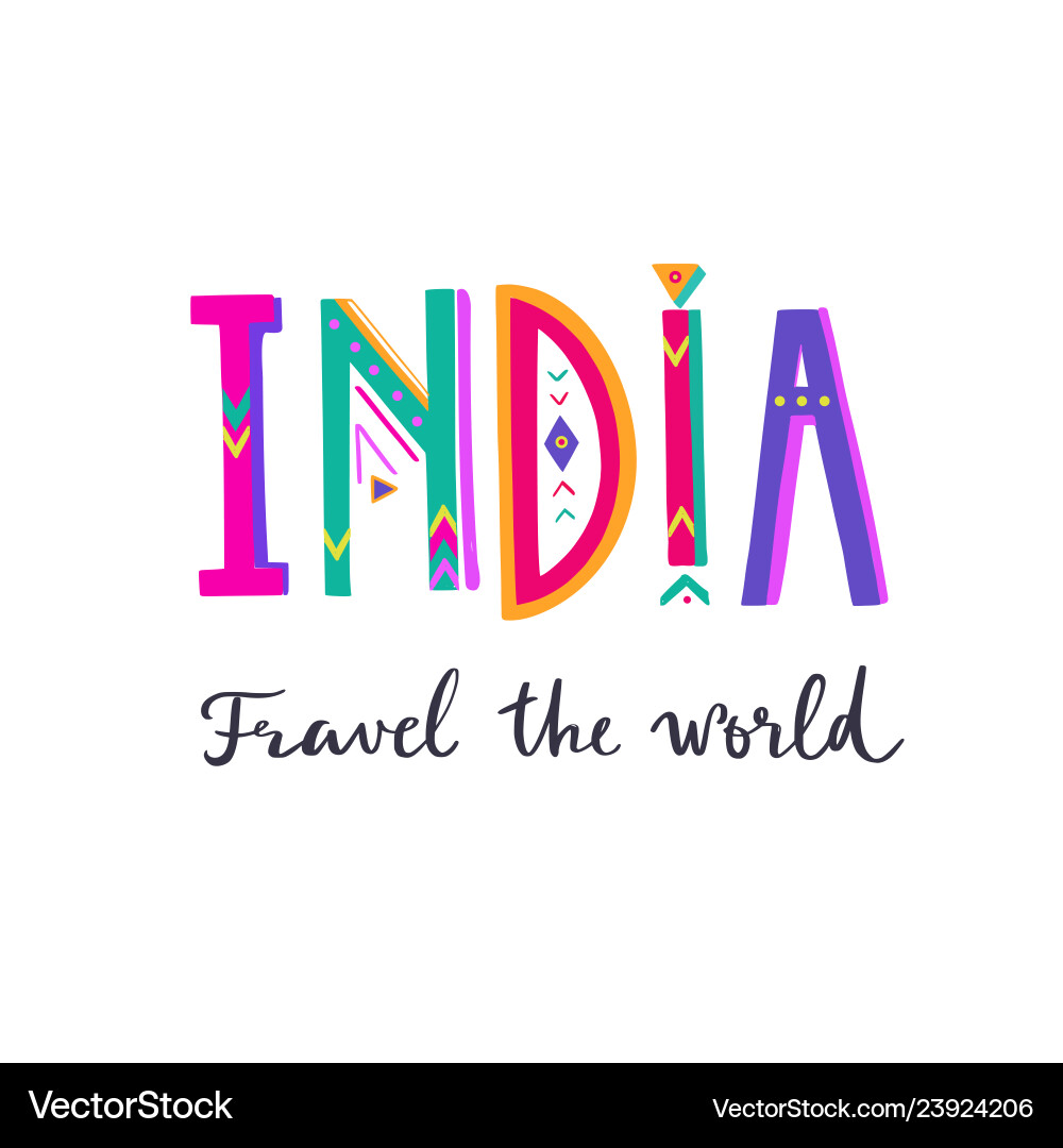India- hand drawn lettering poster banner Vector Image