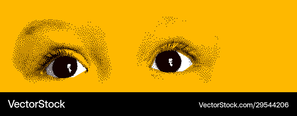 Looking eyes 8 bit dotted design style Royalty Free Vector