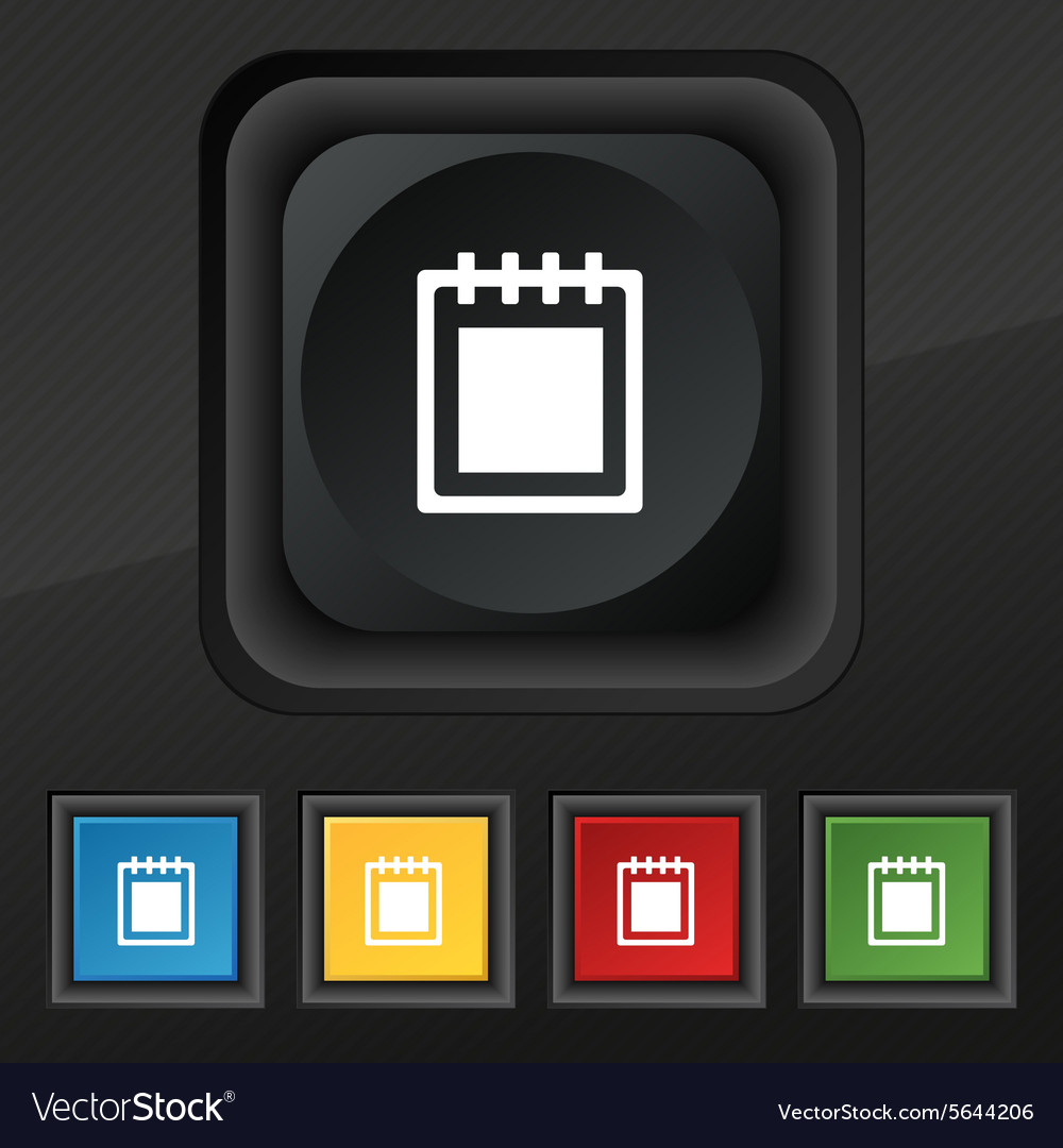 Notepad icon symbol set of five colorful stylish Vector Image
