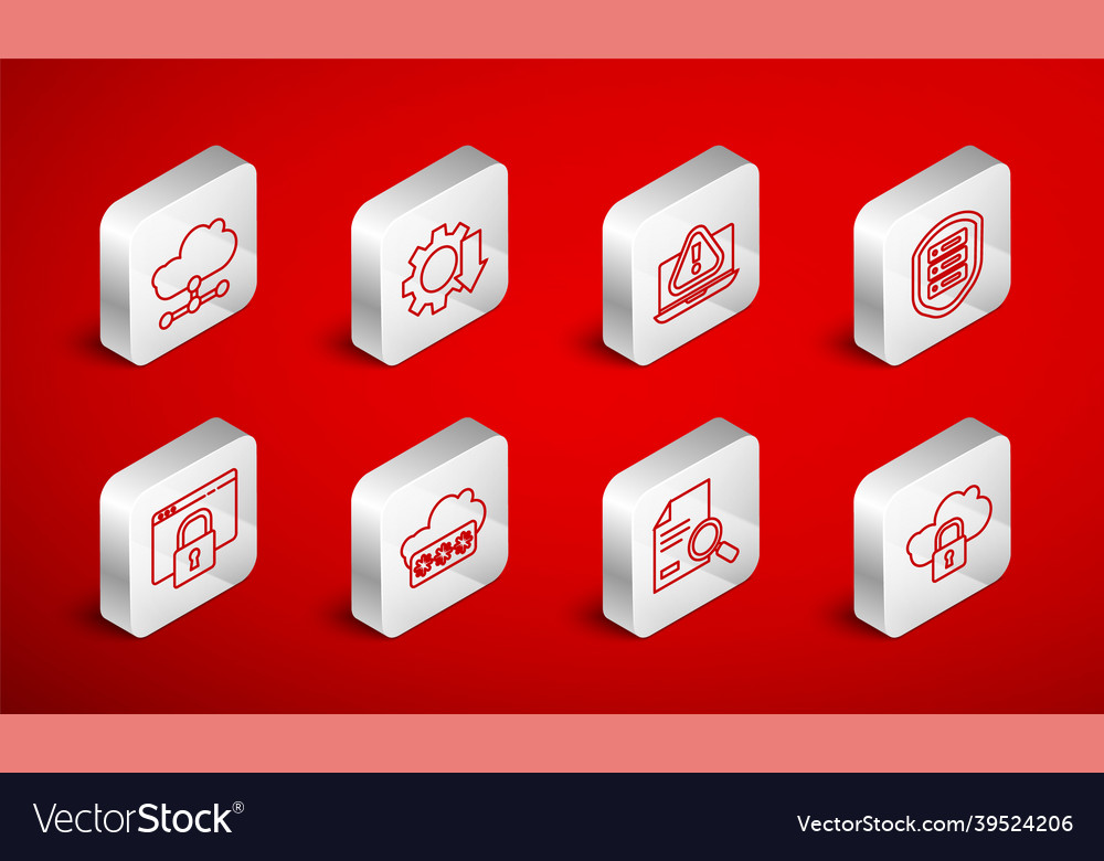 Set line cloud computing lock cost reduction Vector Image