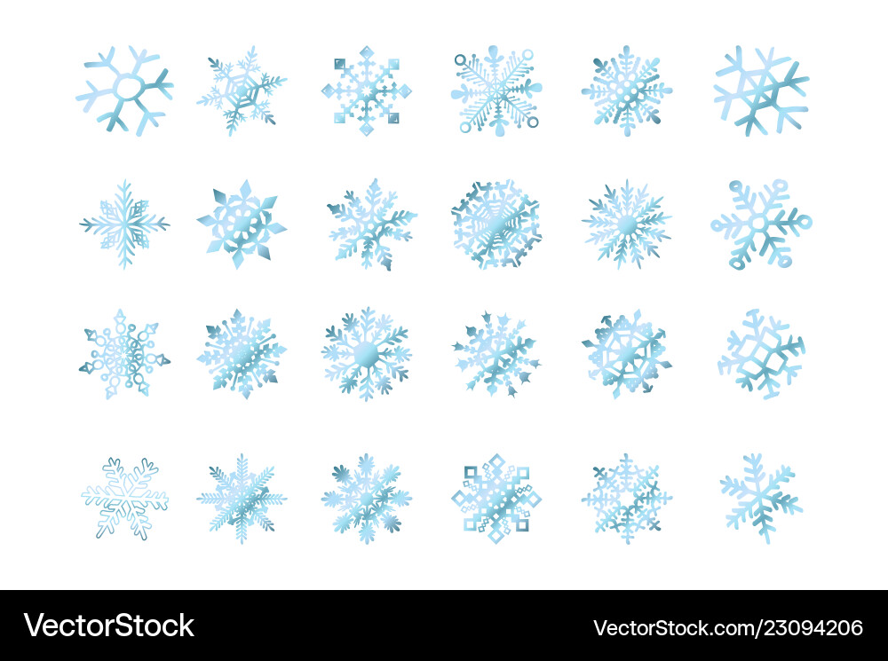 Set of snowflakes blue flake snow gradient Vector Image