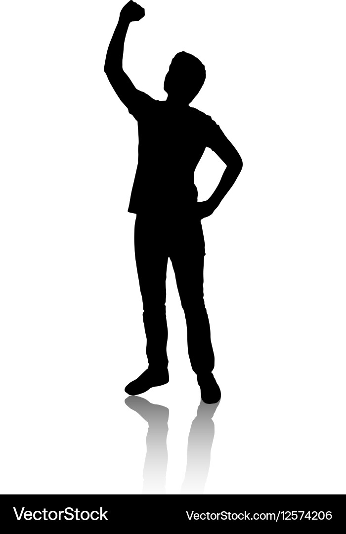 Silhouette a man who raised his hand Royalty Free Vector