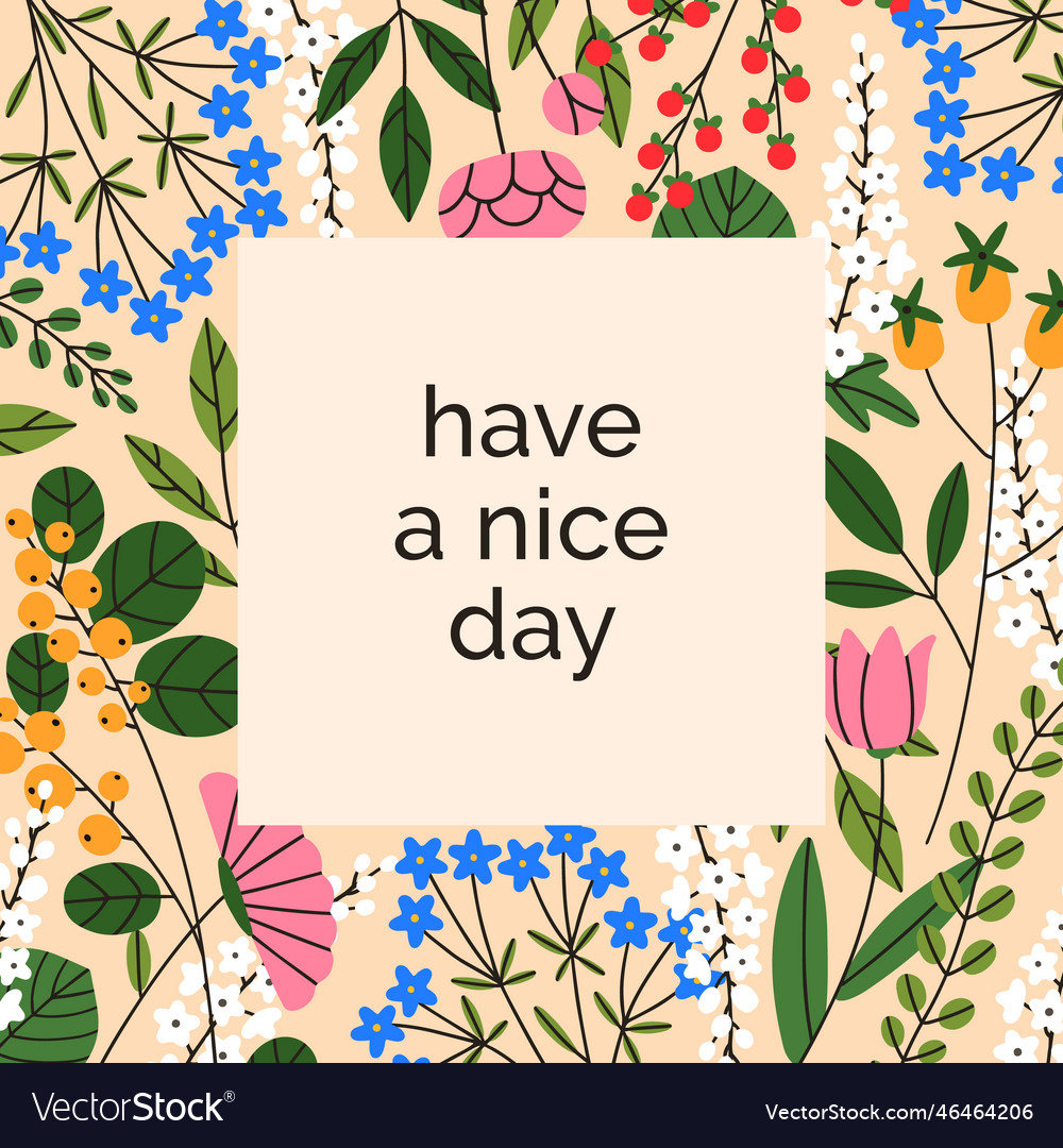 Spring floral frame nature card background design Vector Image