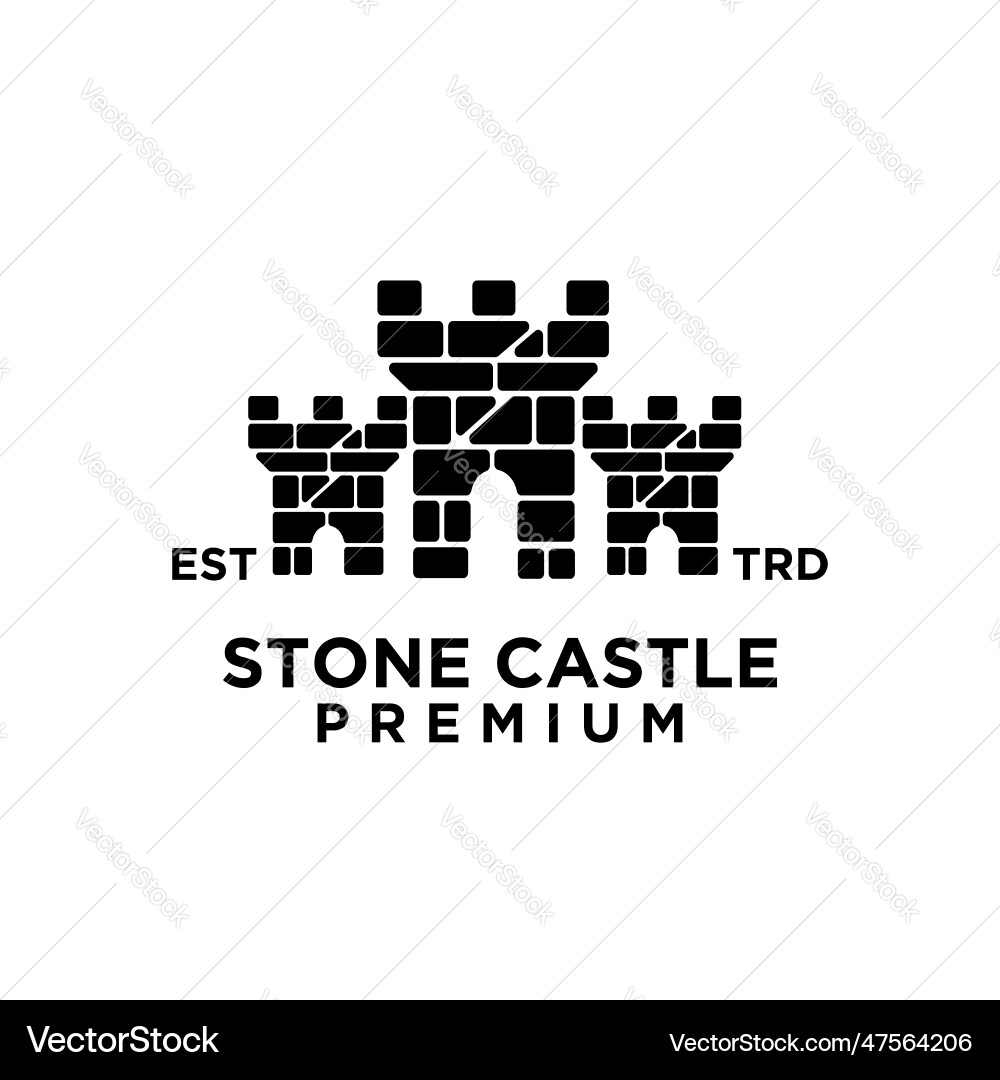 Stone castle fortress logo icon design Royalty Free Vector