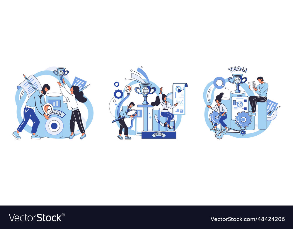 Team solving complex problems teamwork Royalty Free Vector