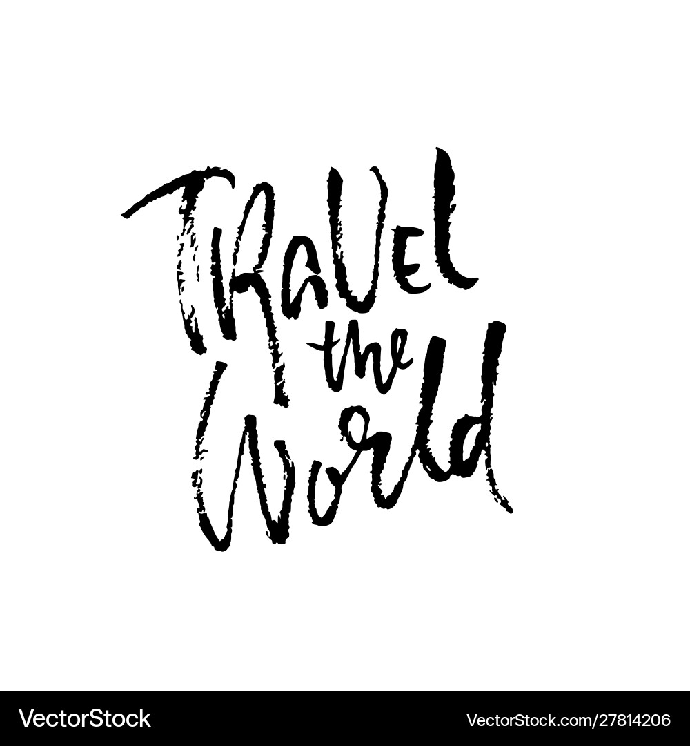 Travel world ink handwritten Royalty Free Vector Image