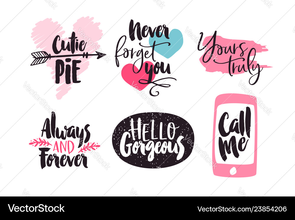 Valentines day love text quote message collection Vector Image
