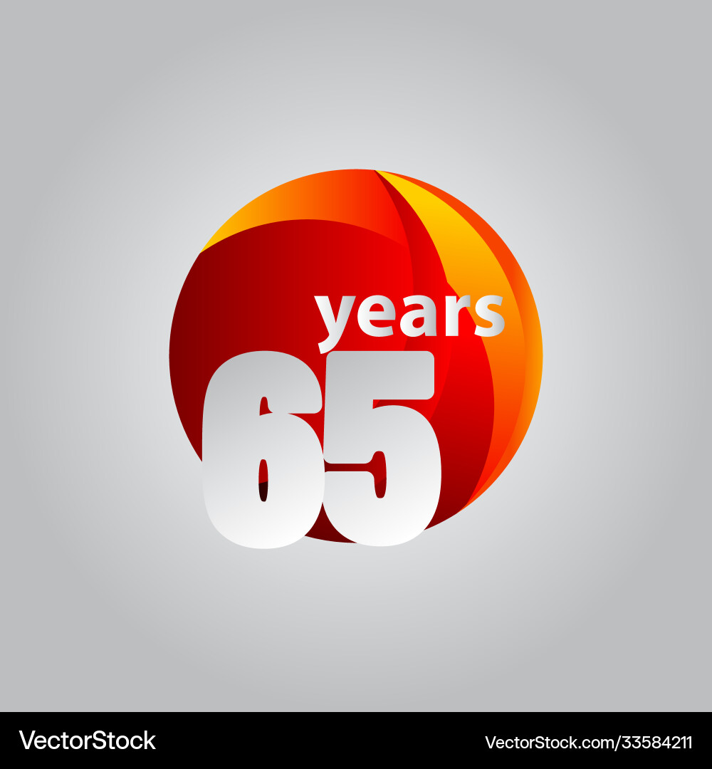 65 years anniversary red ball template design Vector Image