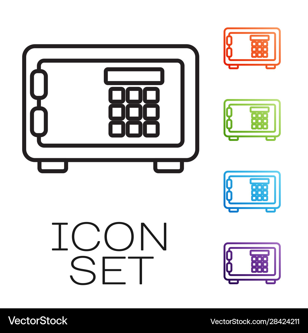 Black line safe icon isolated on white background Vector Image