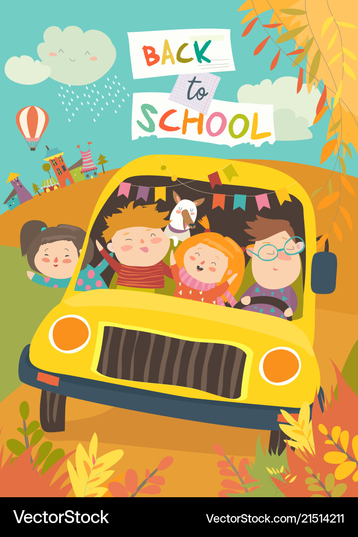 Children on way to school Royalty Free Vector Image
