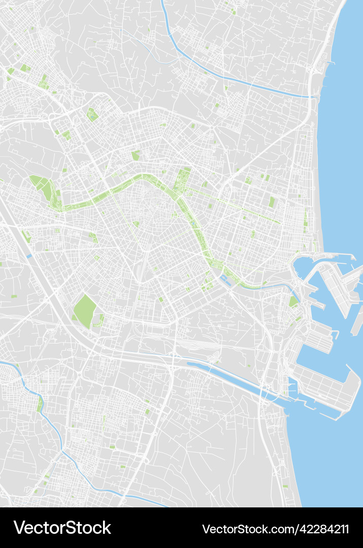 City map valencia color detailed plan Royalty Free Vector