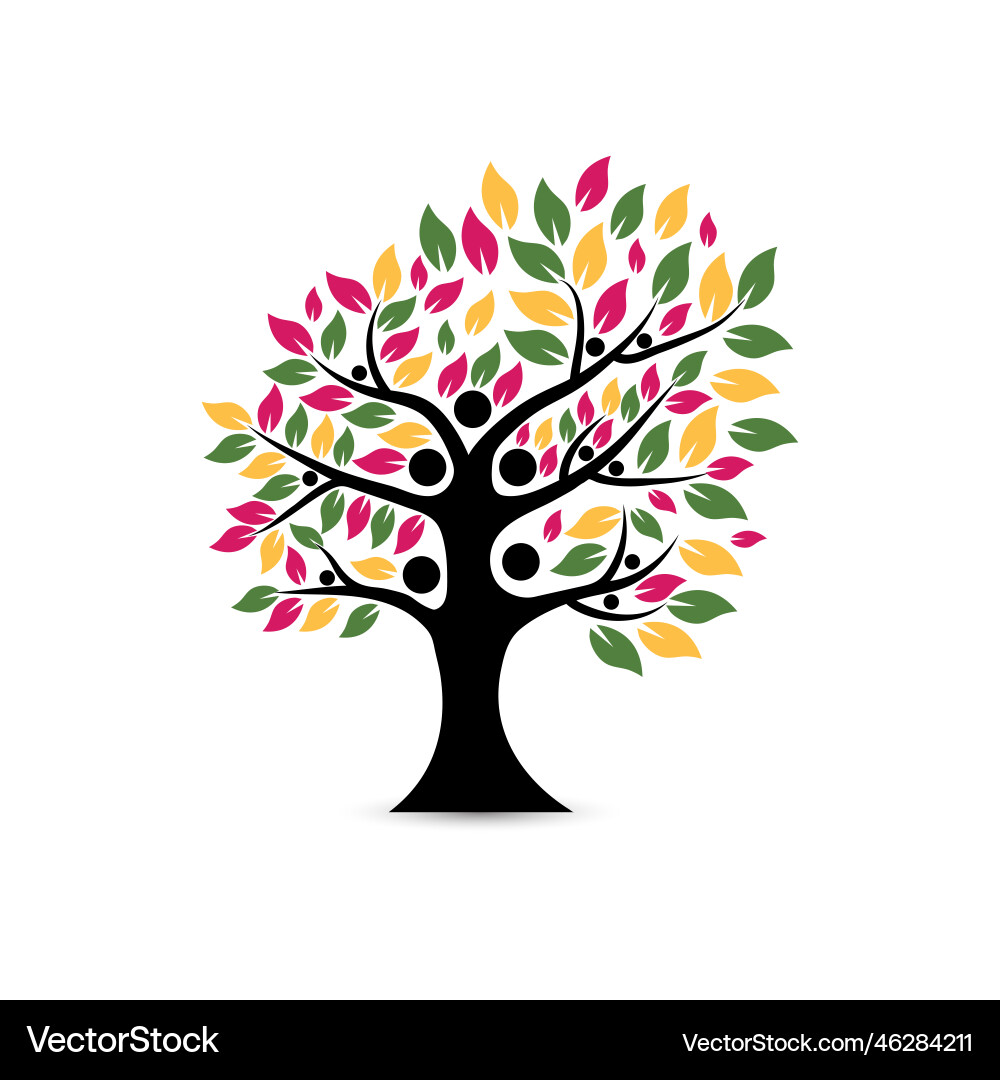 Colorful tree logo family icon Royalty Free Vector Image
