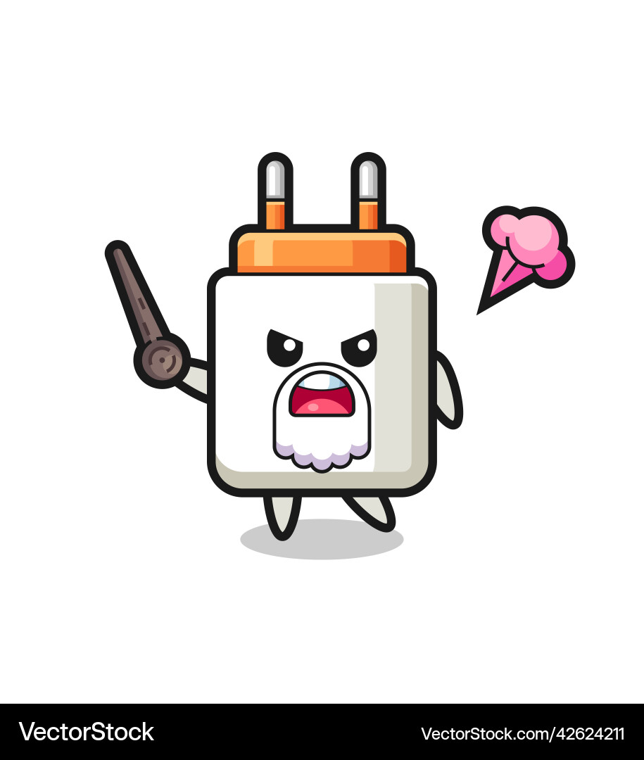 Cute power adapter grandpa is getting angry Vector Image