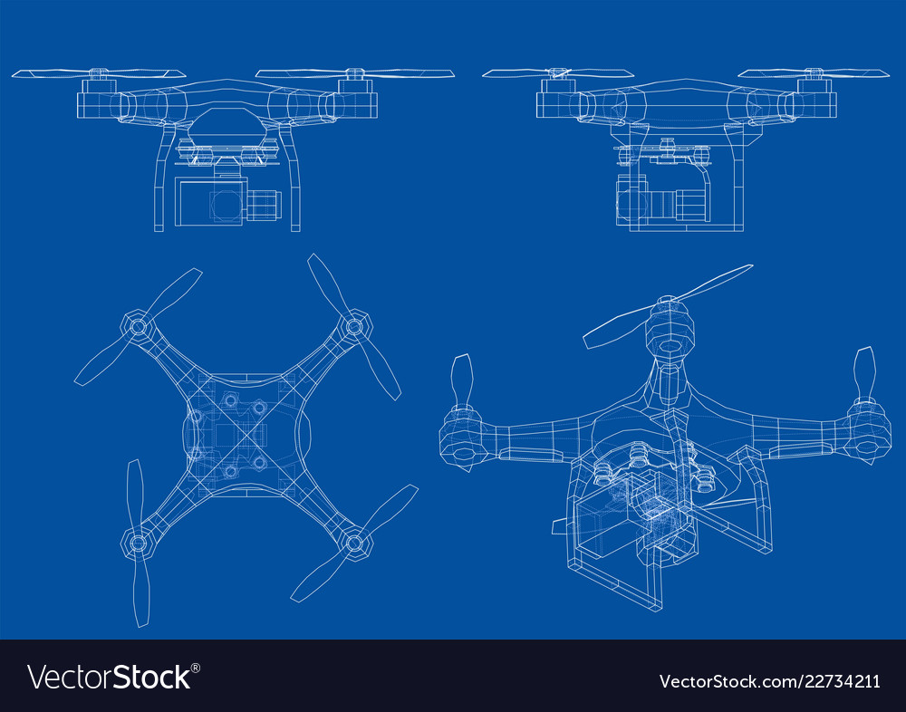 Drone concept rendering 3d Royalty Free Vector Image