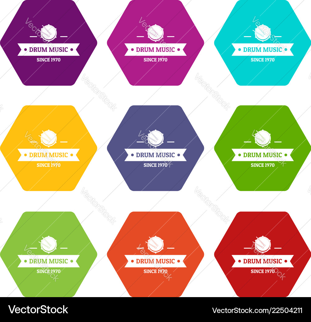 Drum music icons set 9 Royalty Free Vector Image