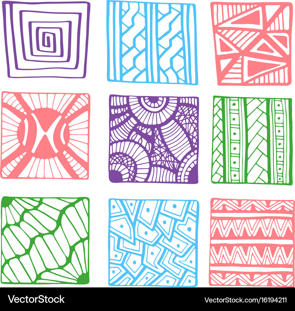 Hand drawn squares for coloring book page Vector Image