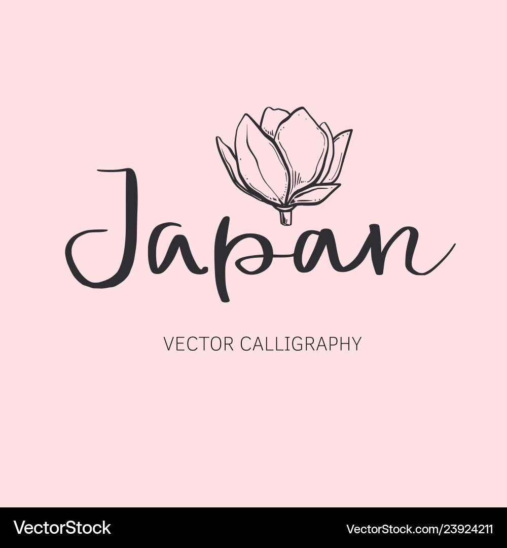 Japan handwritten lettering calligraphy Royalty Free Vector