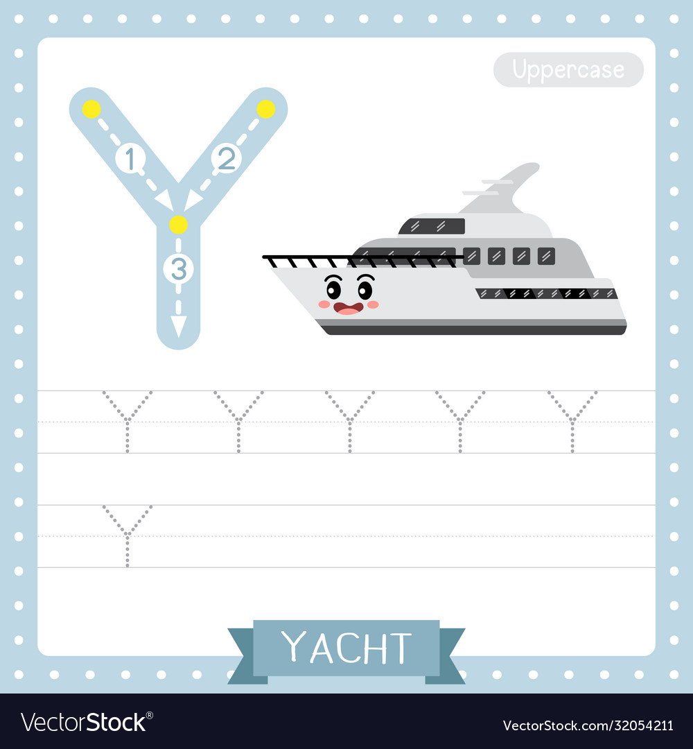 Letter y uppercase tracing practice worksheet Vector Image
