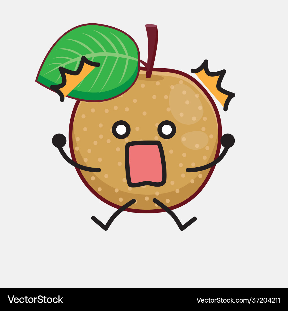 Nashie pear fruit cute character with simple face Vector Image