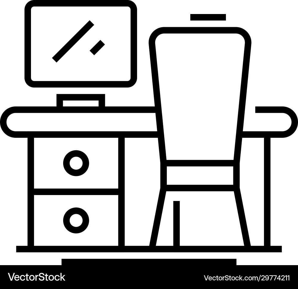 Office space line icon concept sign outline Vector Image