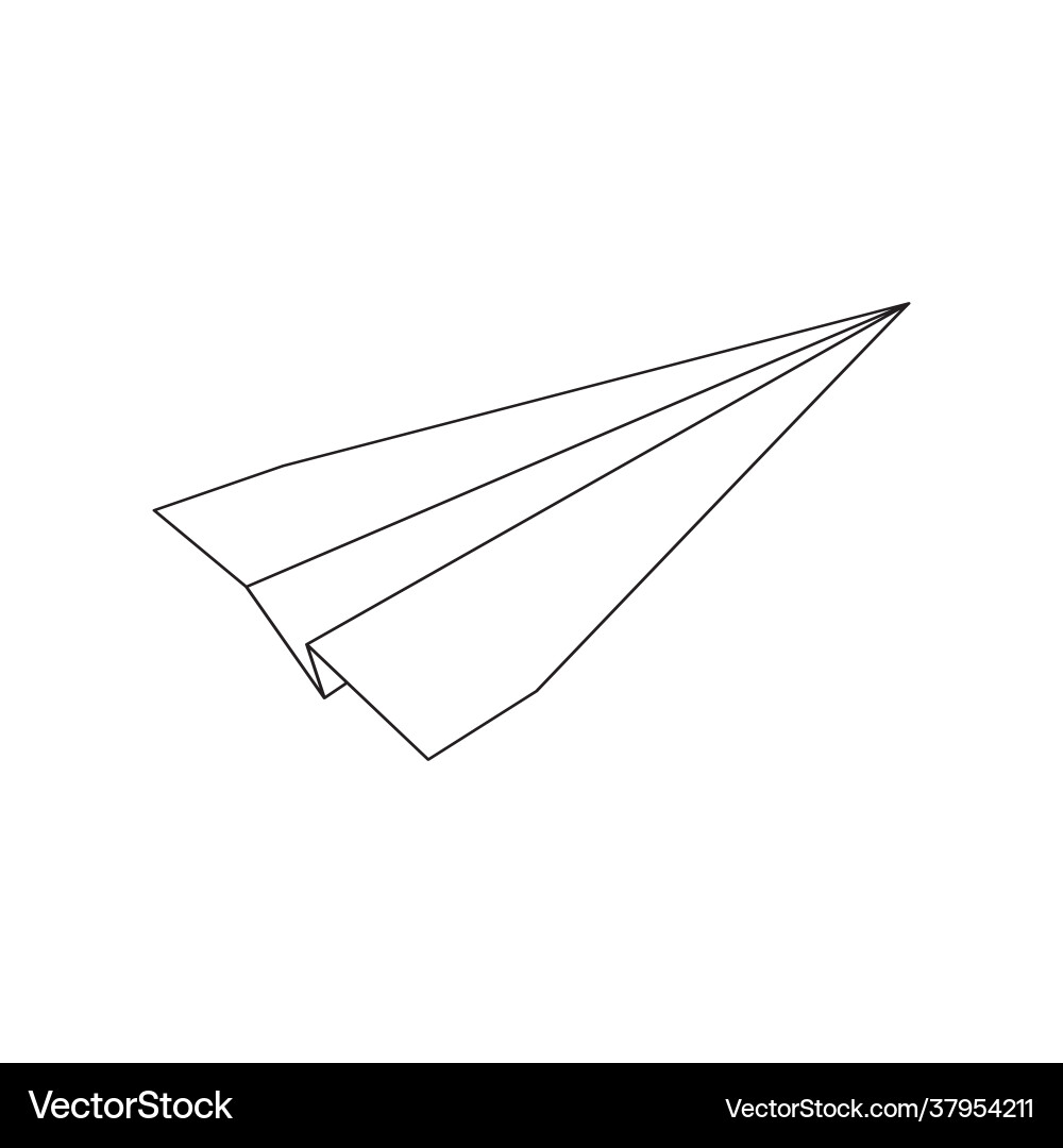 Origami paper plane linear icon isolated on white Vector Image