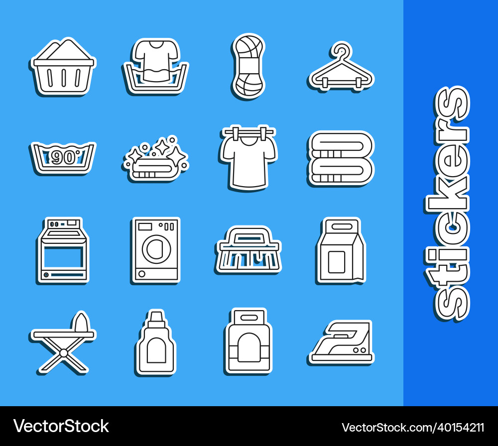 Set line electric iron laundry detergent towel Vector Image