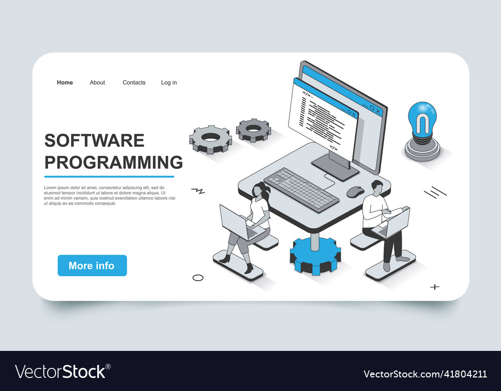 Software programming concept in 3d isometric Vector Image