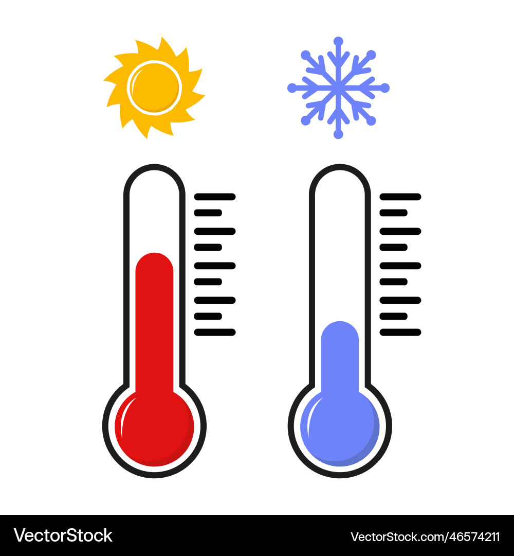 Thermometer with heat and cold measurement scale Vector Image