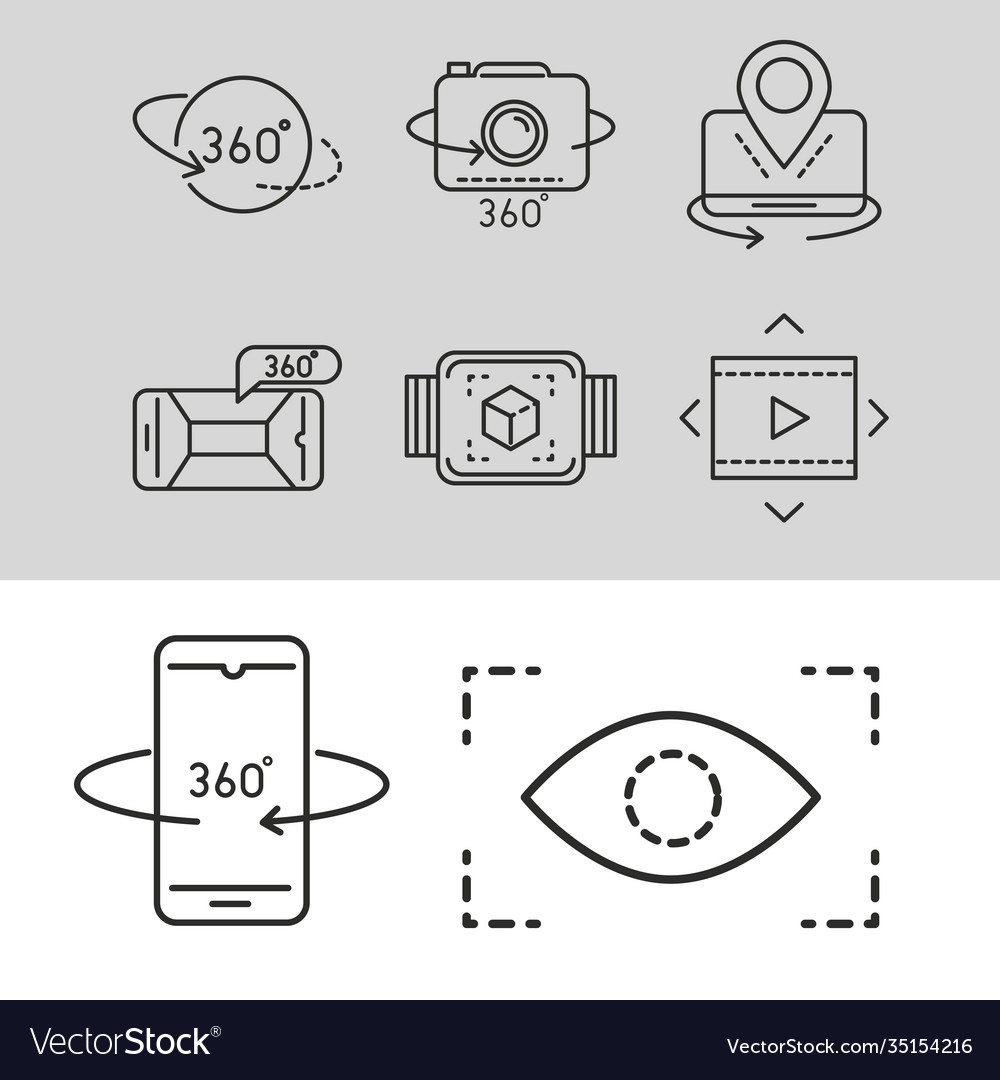 Augmented reality icons set simulation panorama Vector Image
