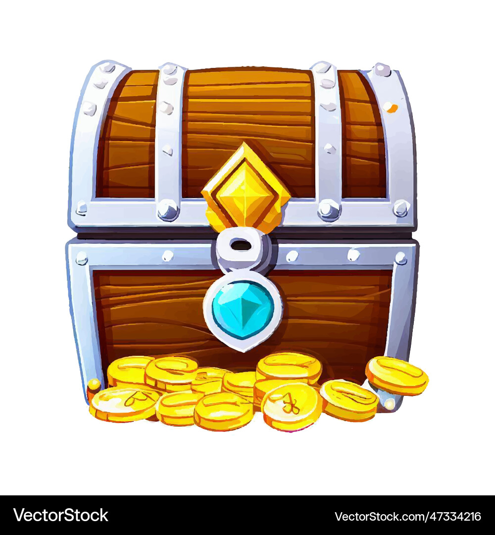 Big treasure chest isolated on white background Vector Image