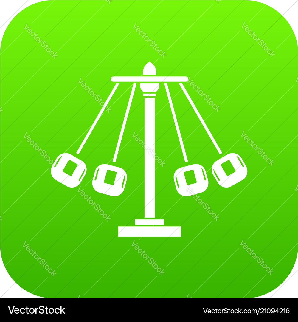 Carnival swing ride icon digital green Royalty Free Vector