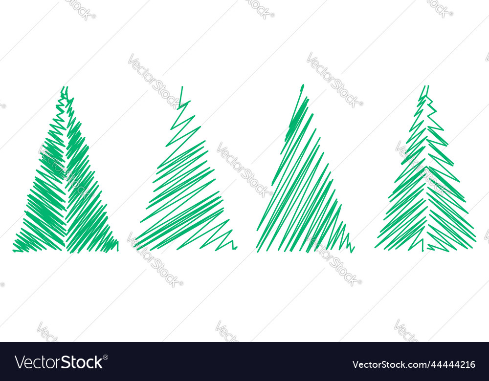 Christmas trees with line design Royalty Free Vector Image