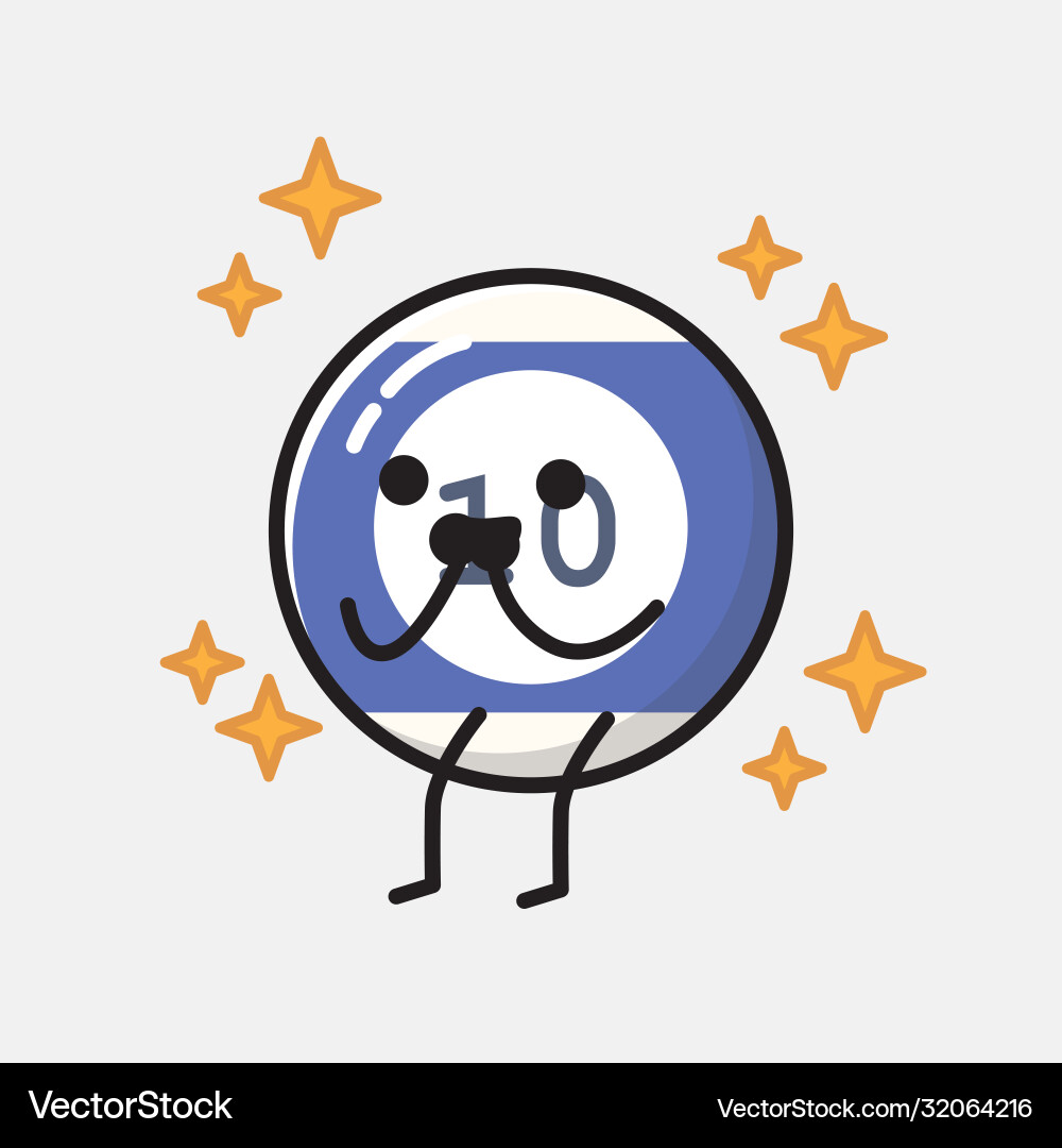 Cute billiard ball mascot character in flat Vector Image