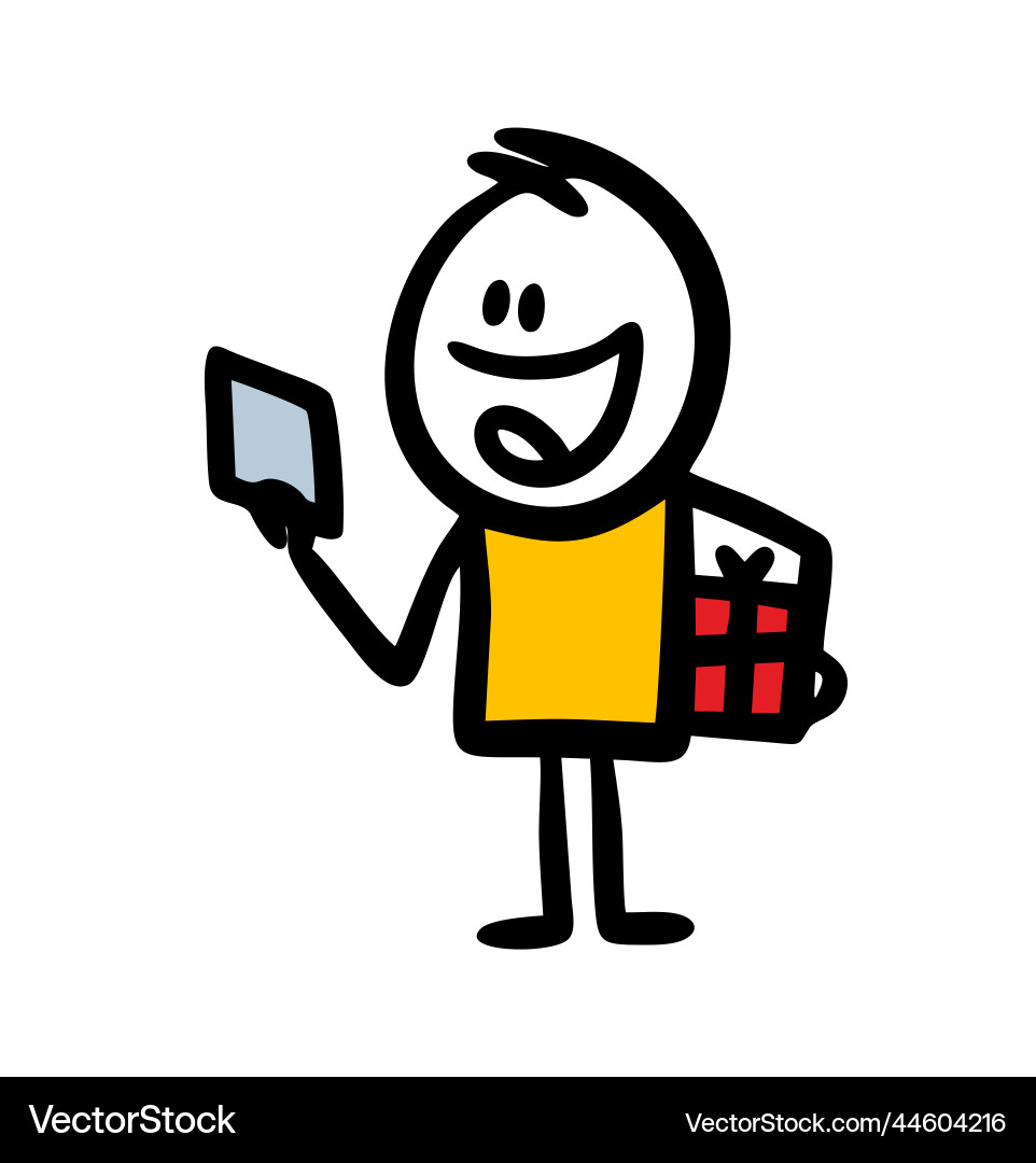 Cute character holding christmas gift box Vector Image