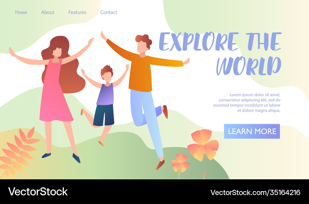 Family exploring world Royalty Free Vector Image