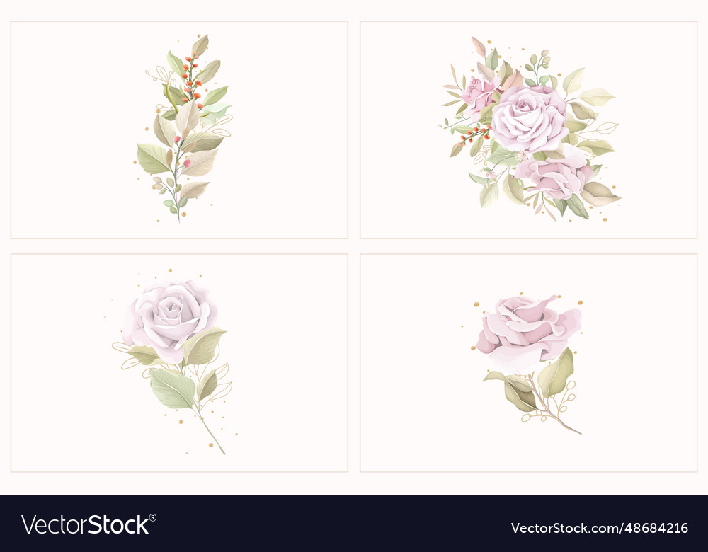 Hand drawn pink roses bouquets Royalty Free Vector Image